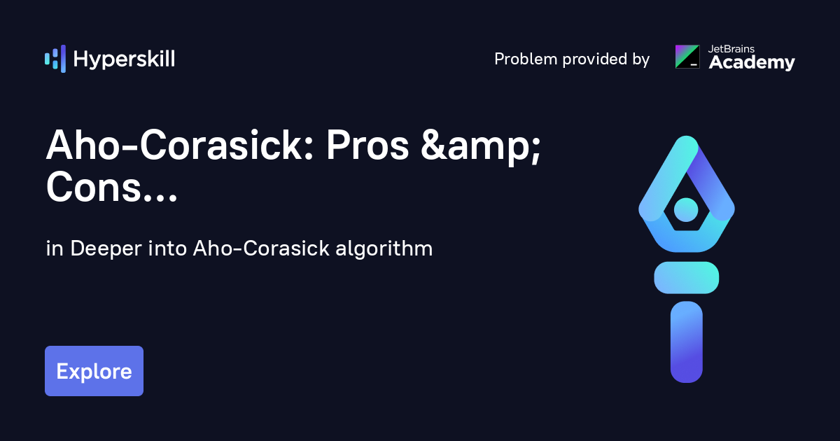 Aho-Corasick: Pros & Cons · Deeper into Aho-Corasick algorithm · Hyperskill